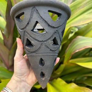 Orchid Clay Cone/pot With Holes, Charred, No Hanger. Handmade. Medium ...