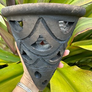 Orchid Clay Cone/pot With Holes, Charred, No Hanger. Handmade. Medium ...