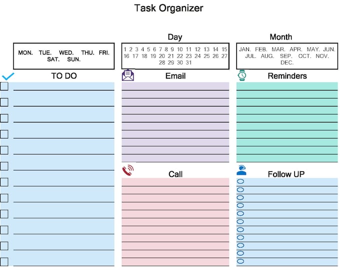 DAILY TASK PLANNER Workday Organizer Planner Task - Etsy