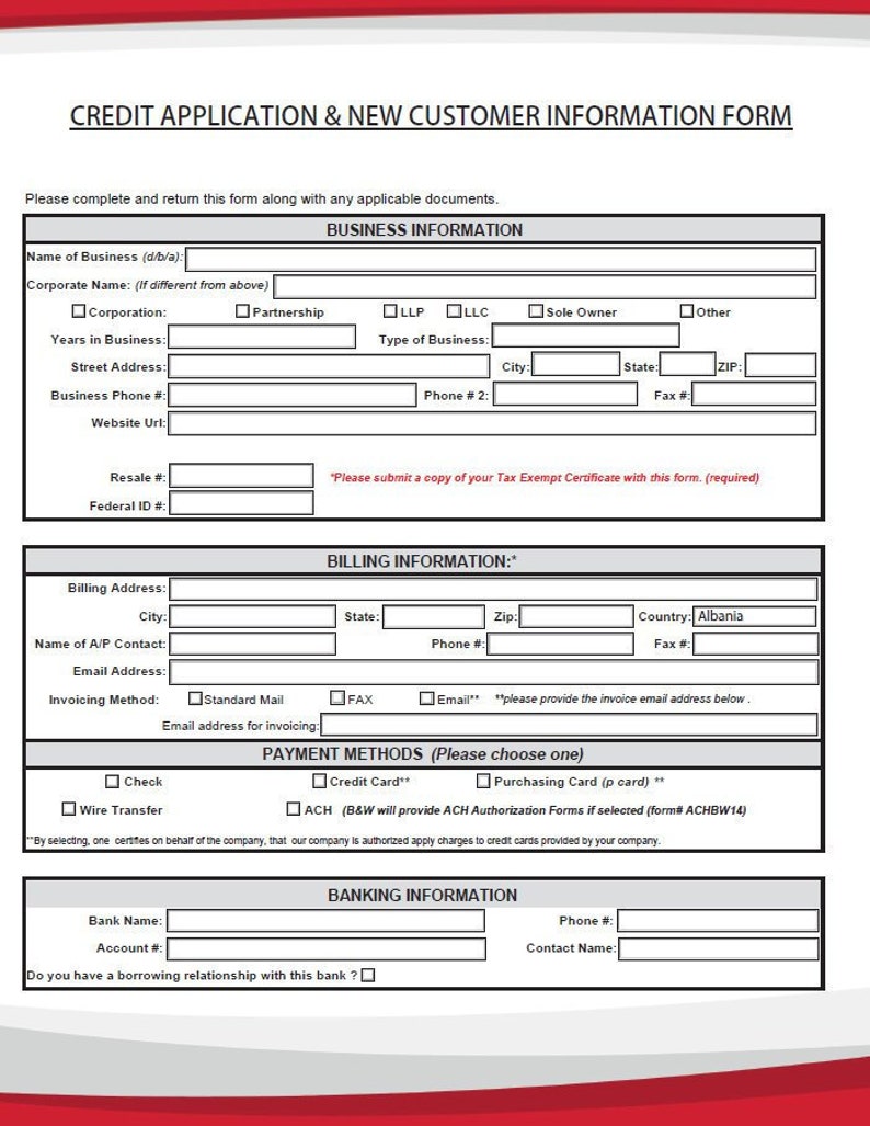 New Customer Account Questionnaire Form | PDF Fillable | New Customer ...