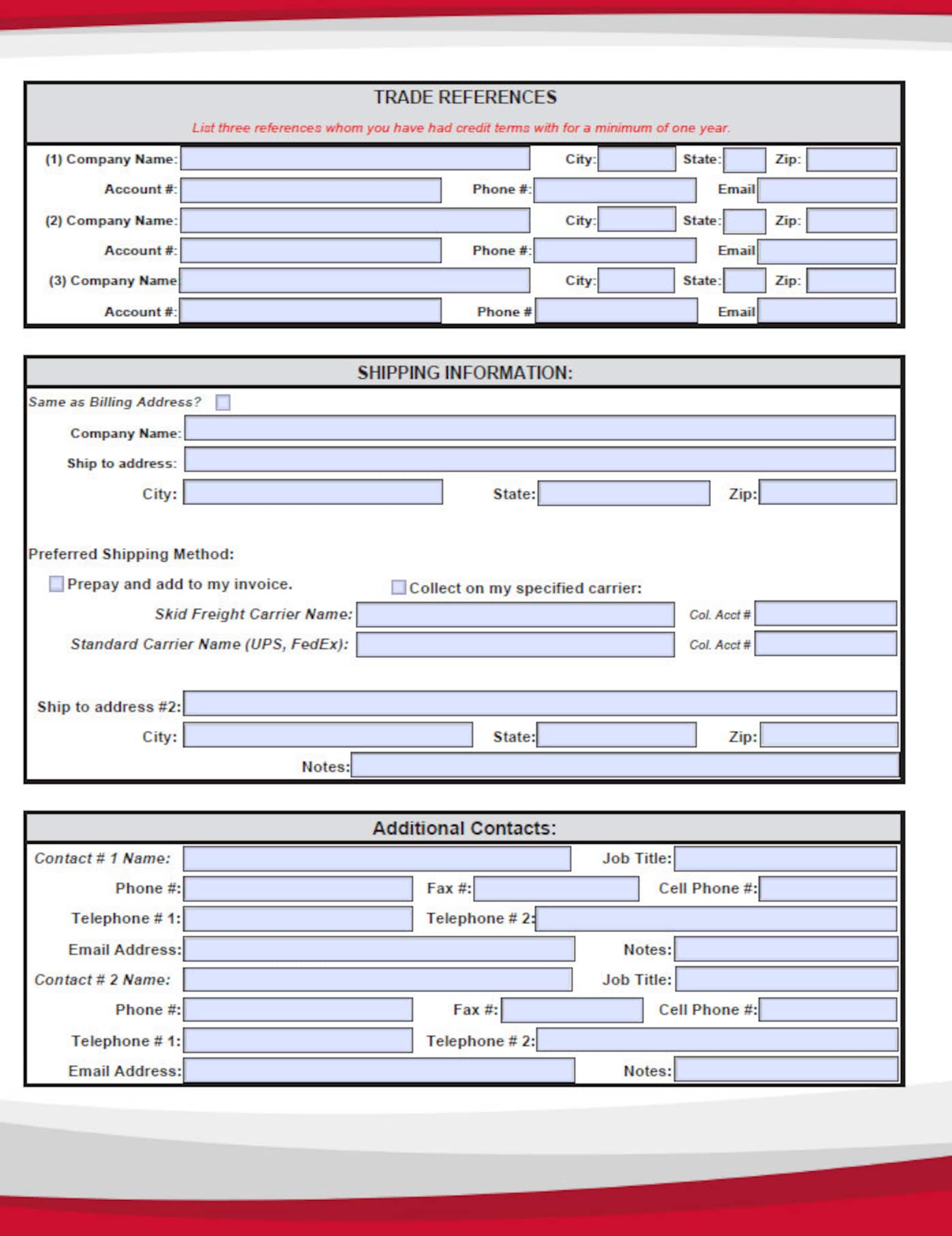 New Customer Account Questionnaire Form | PDF Fillable | New Customer ...
