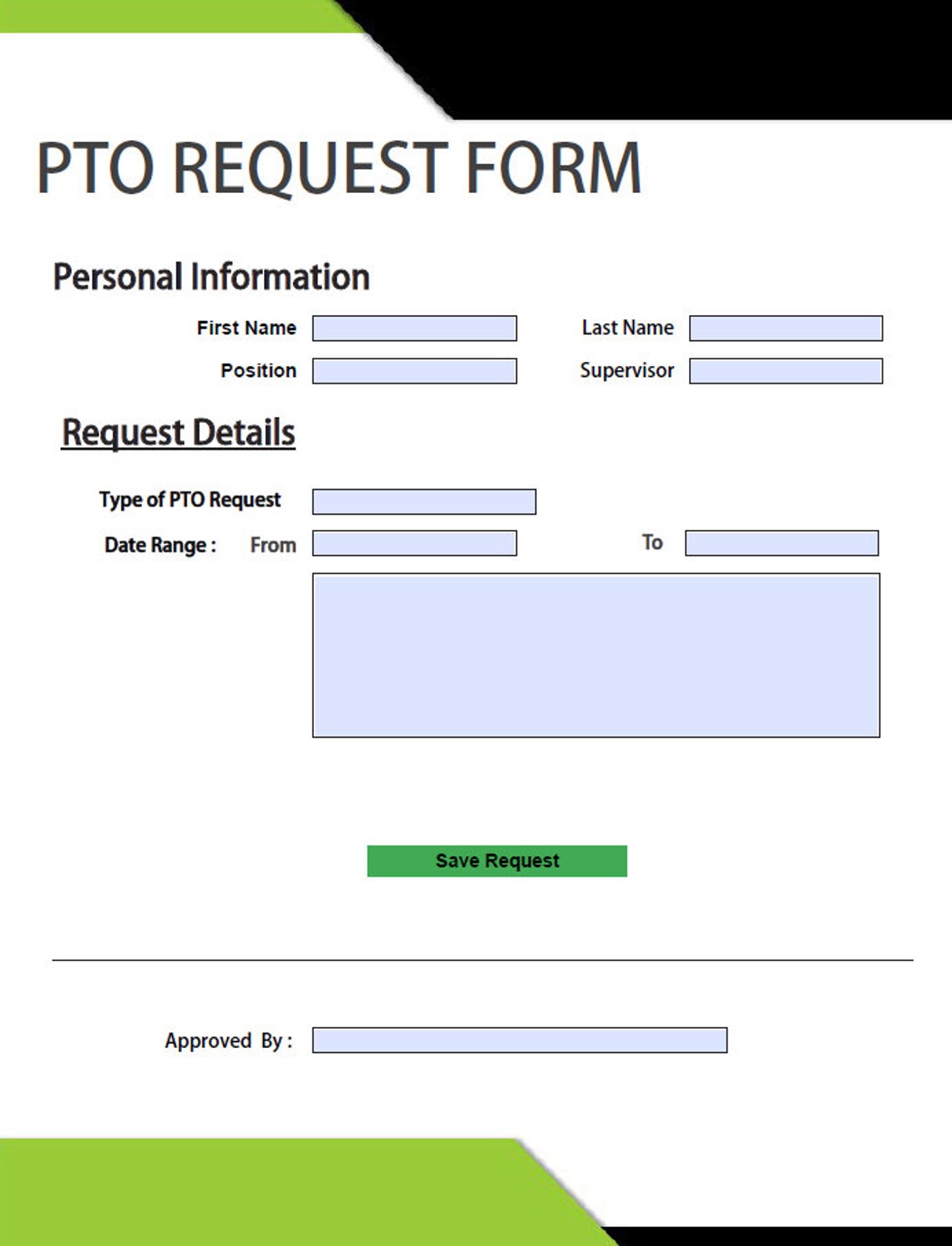 PTO Vacation Request Form. Editable PDF Form | Vacation Request Form ... PTO Vacation Request Form. Editable PDF Form | Vacation Request Form ...