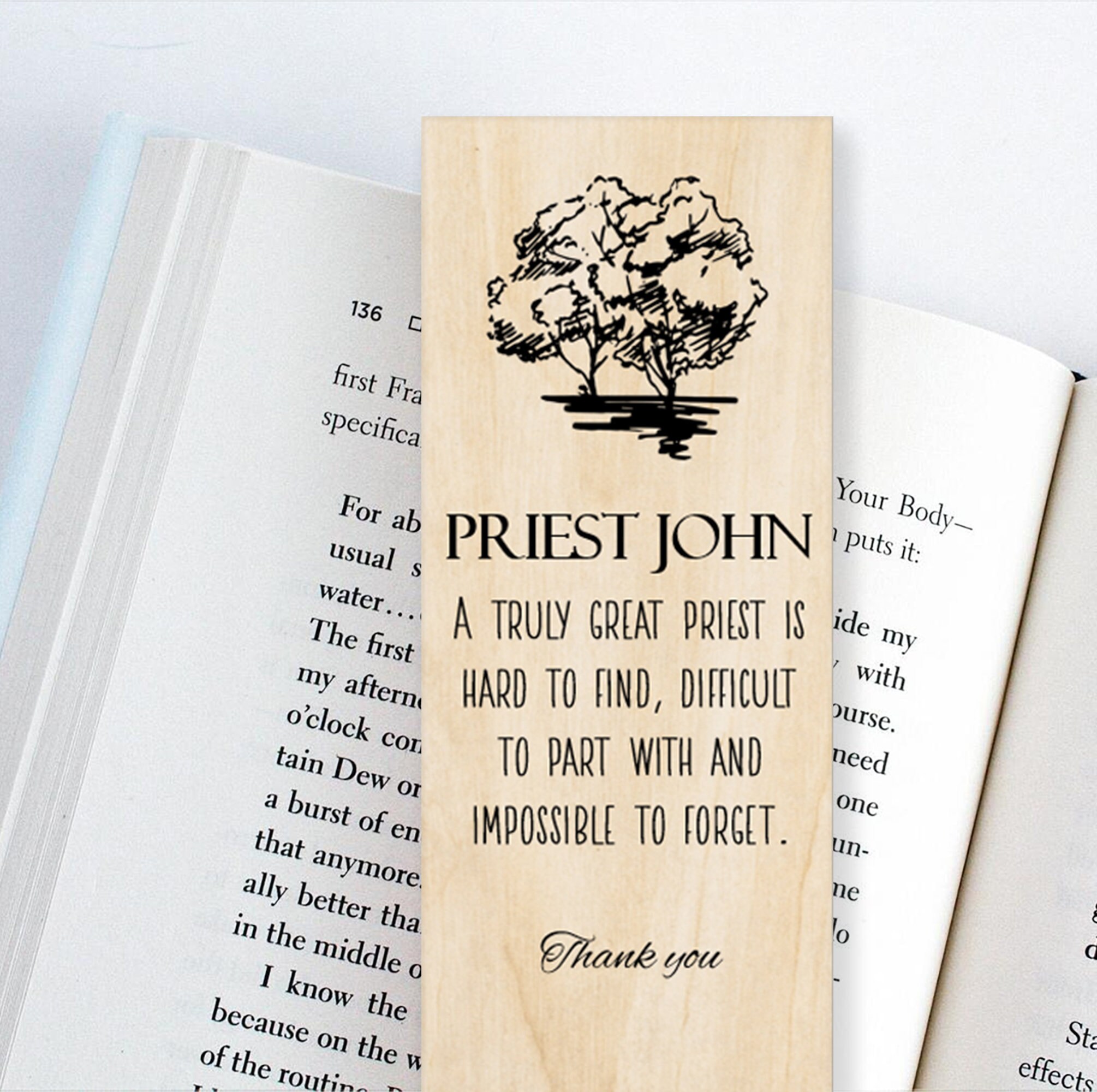 Priest Gift Wood Bookmark Personalized Unique gifts for | Etsy
