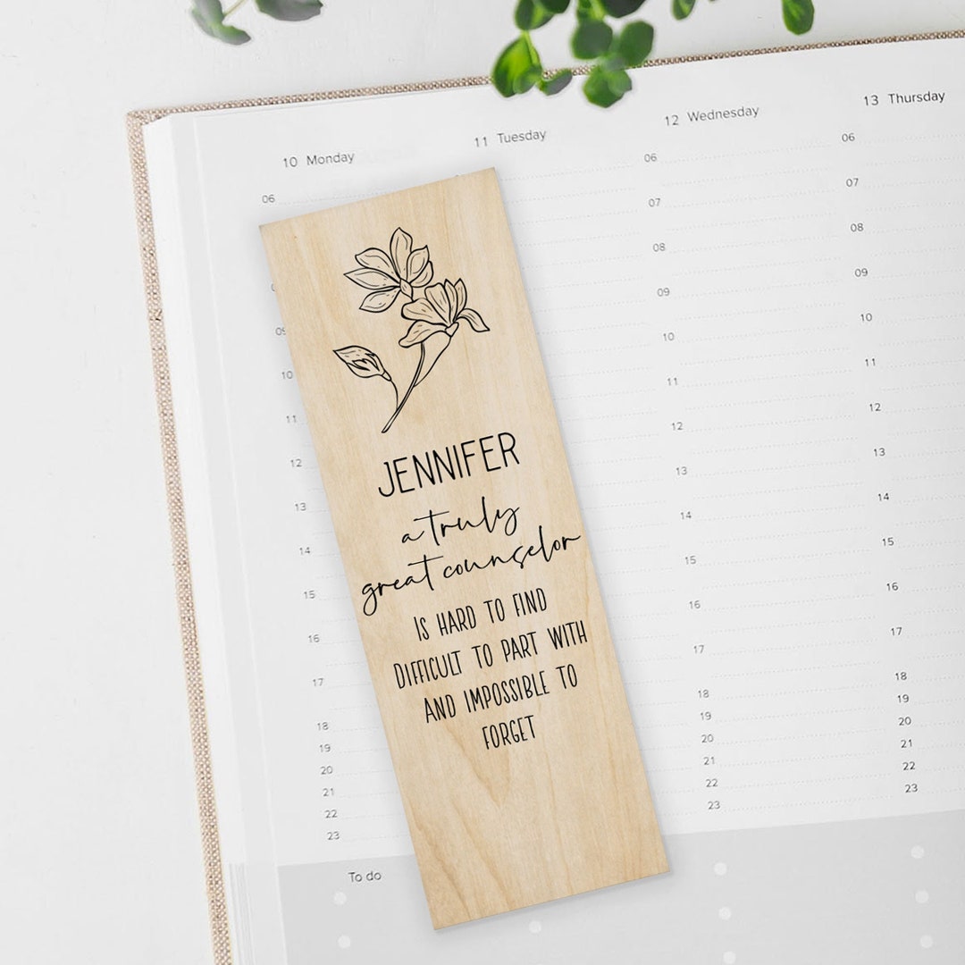 Personalized School Counselor Gift Wood Bookmark Appreciation Gift ...
