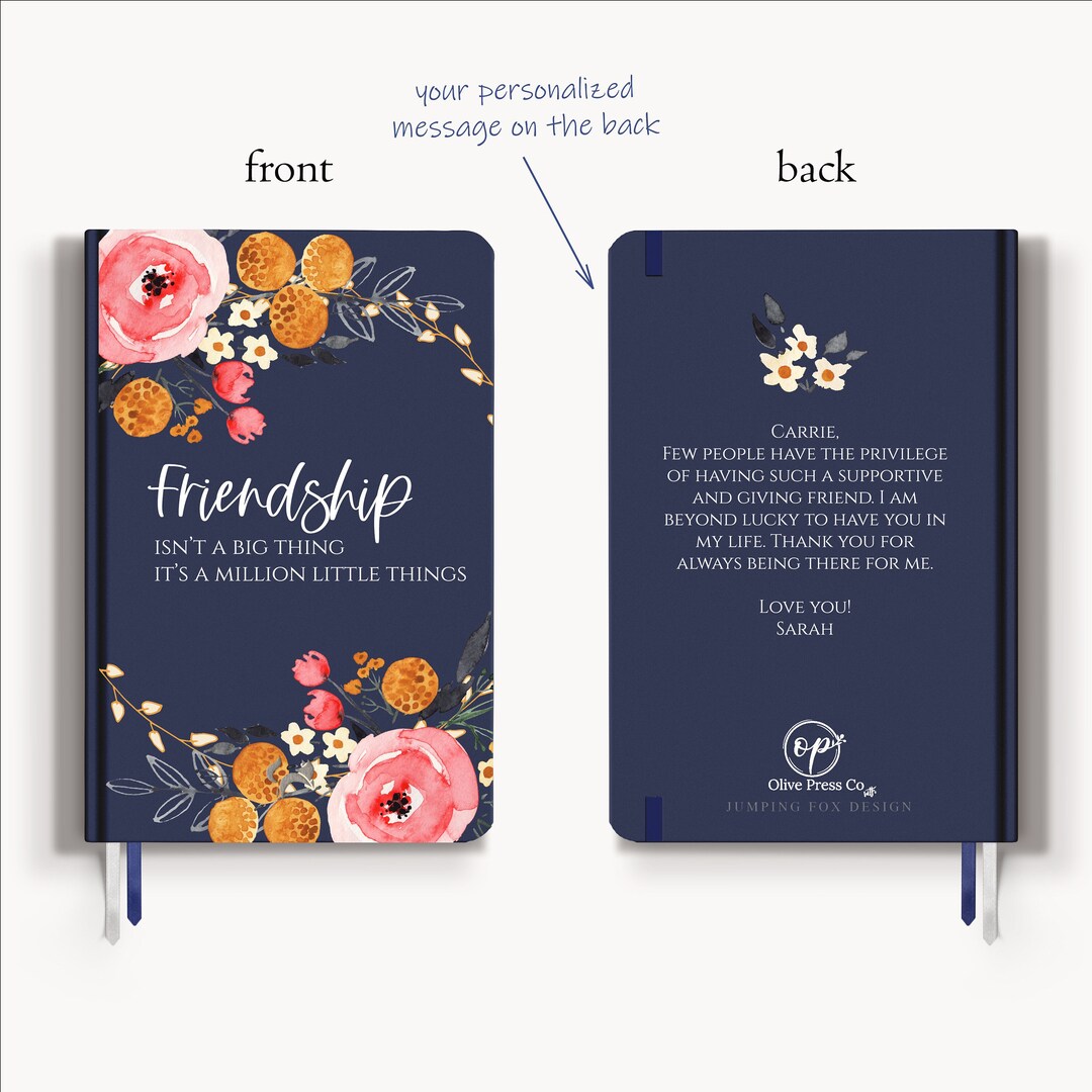 Best Friend Gift Custom Journal with Personalized Message on Back ...