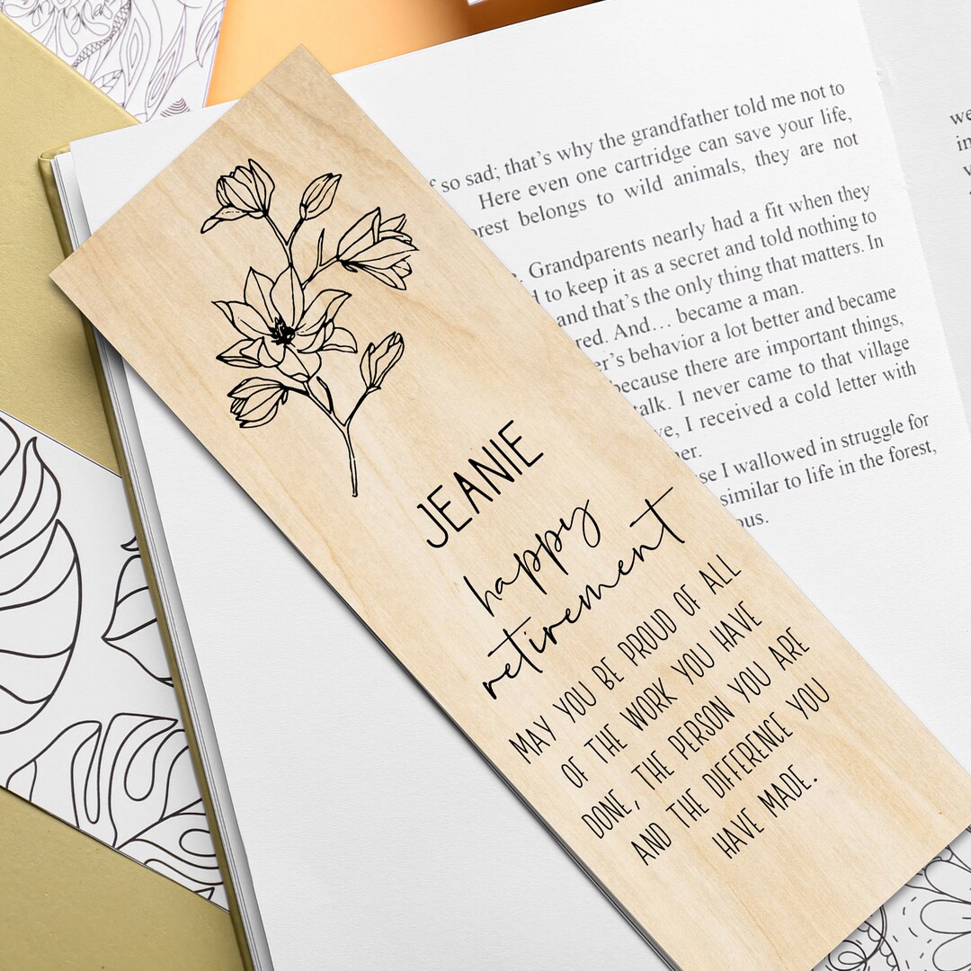Personalized Retirement Wood Veneer Bookmark Gift Idea for Women Boss ...