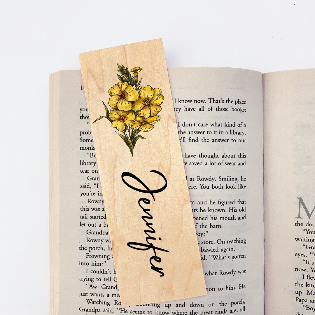 Personalized Birth Month Flower Wood Bookmark - Unique Gift for Her ...