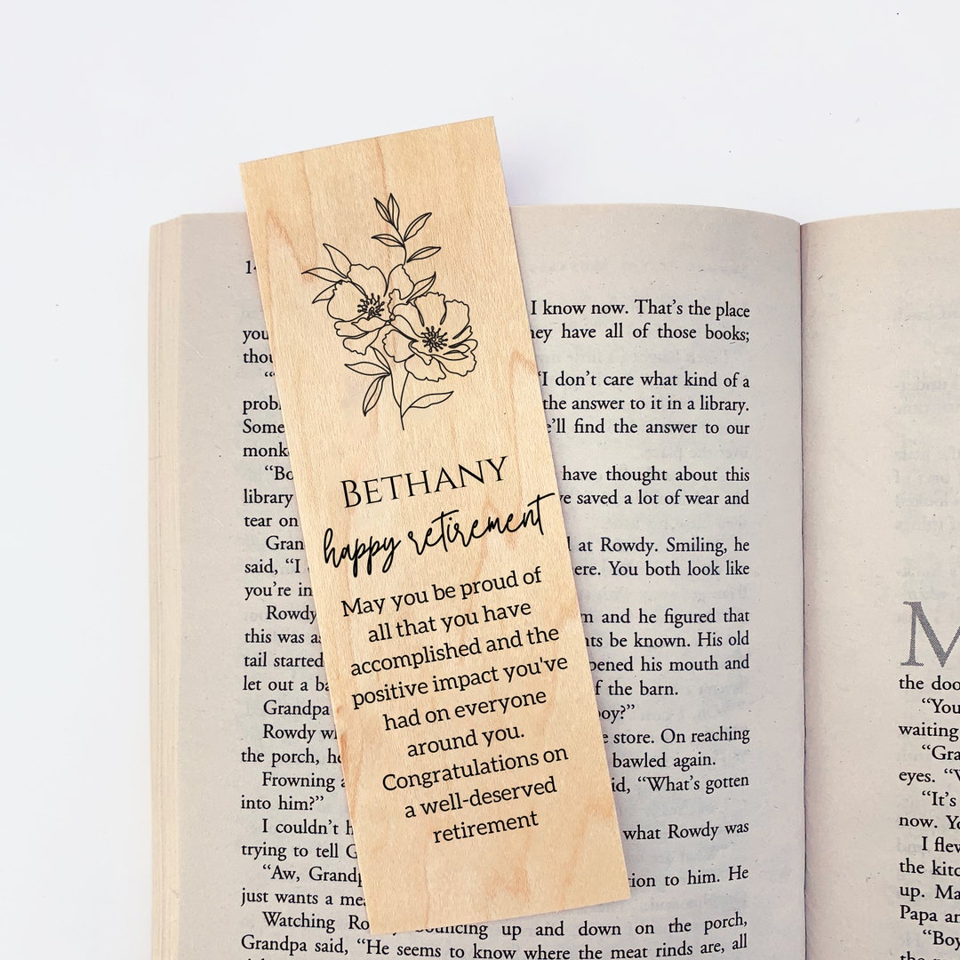 Personalized Retirement Wood Bookmark for Her New Retiree Sentimental ...
