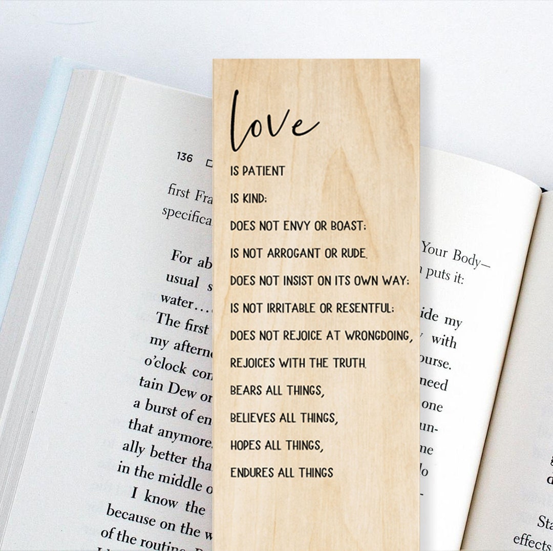 1 Corinthians 13:4 Wood Bookmark Love is Patient Love is Kind Small ...