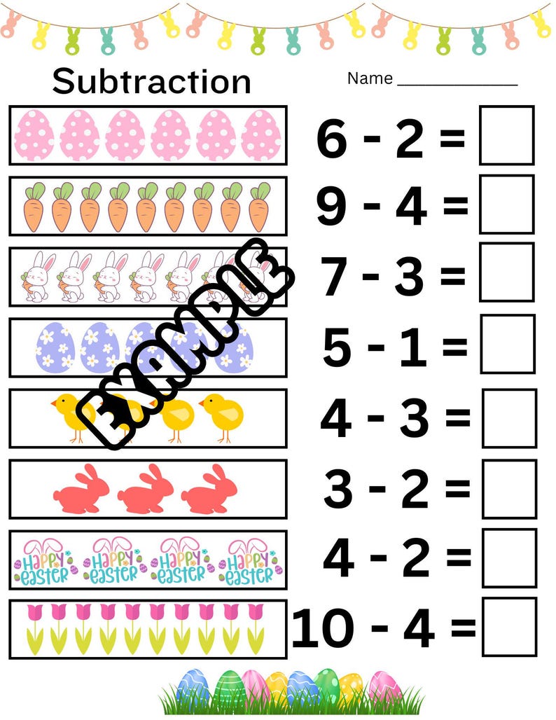 Subtraction Worksheet - Etsy