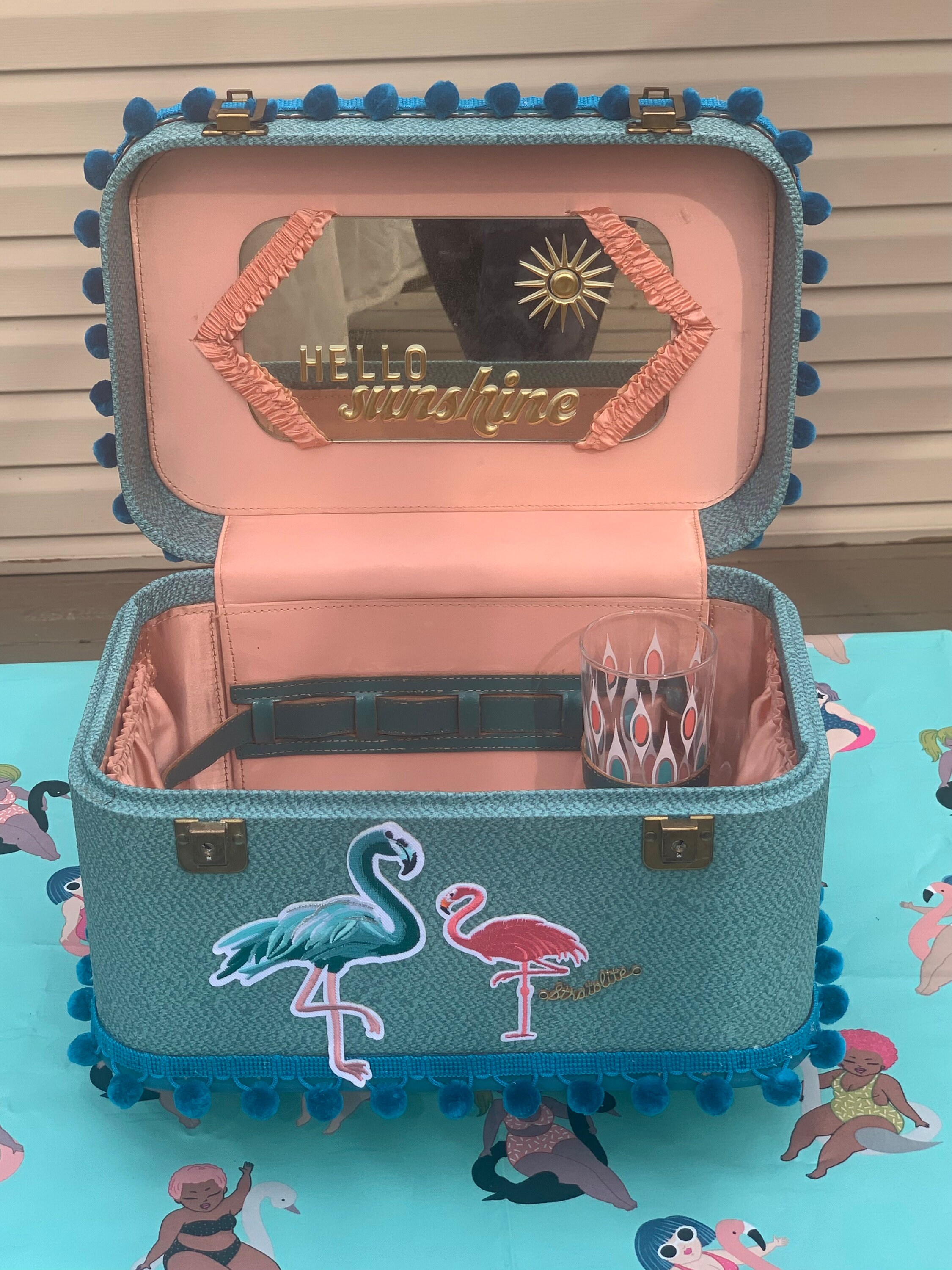 Upcycled Vintage Train Case, Flamingo Train Case, Vintage Train Case ...