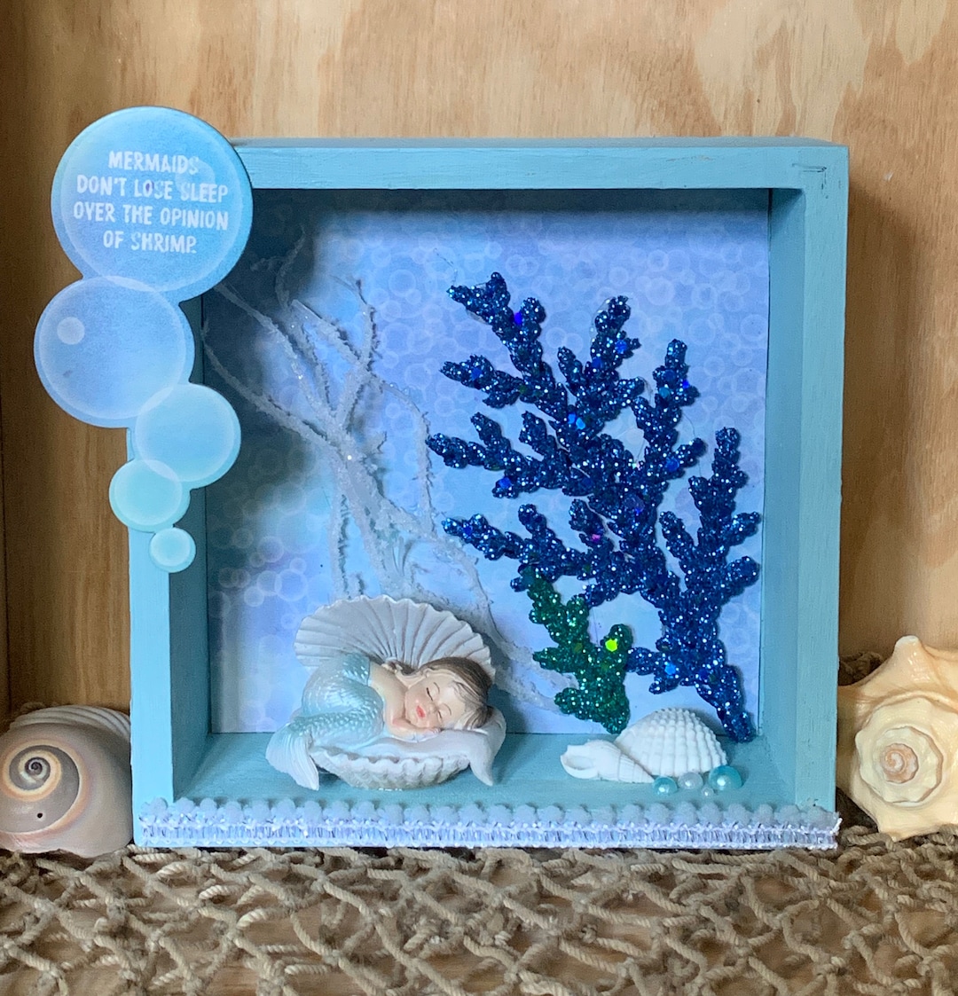 Sleeping Mermaid Baby Shadow Box - Etsy