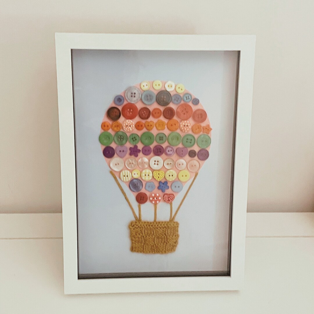 Framed Hot Air Balloon Button Art - Etsy