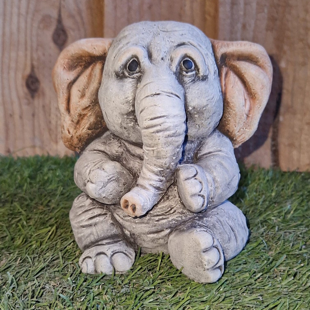 Small Trunk Down Elephant Concrete Ornament - Etsy