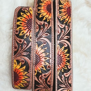 Hand Tooled Sunflower Leather Western Dog Collar - Etsy
