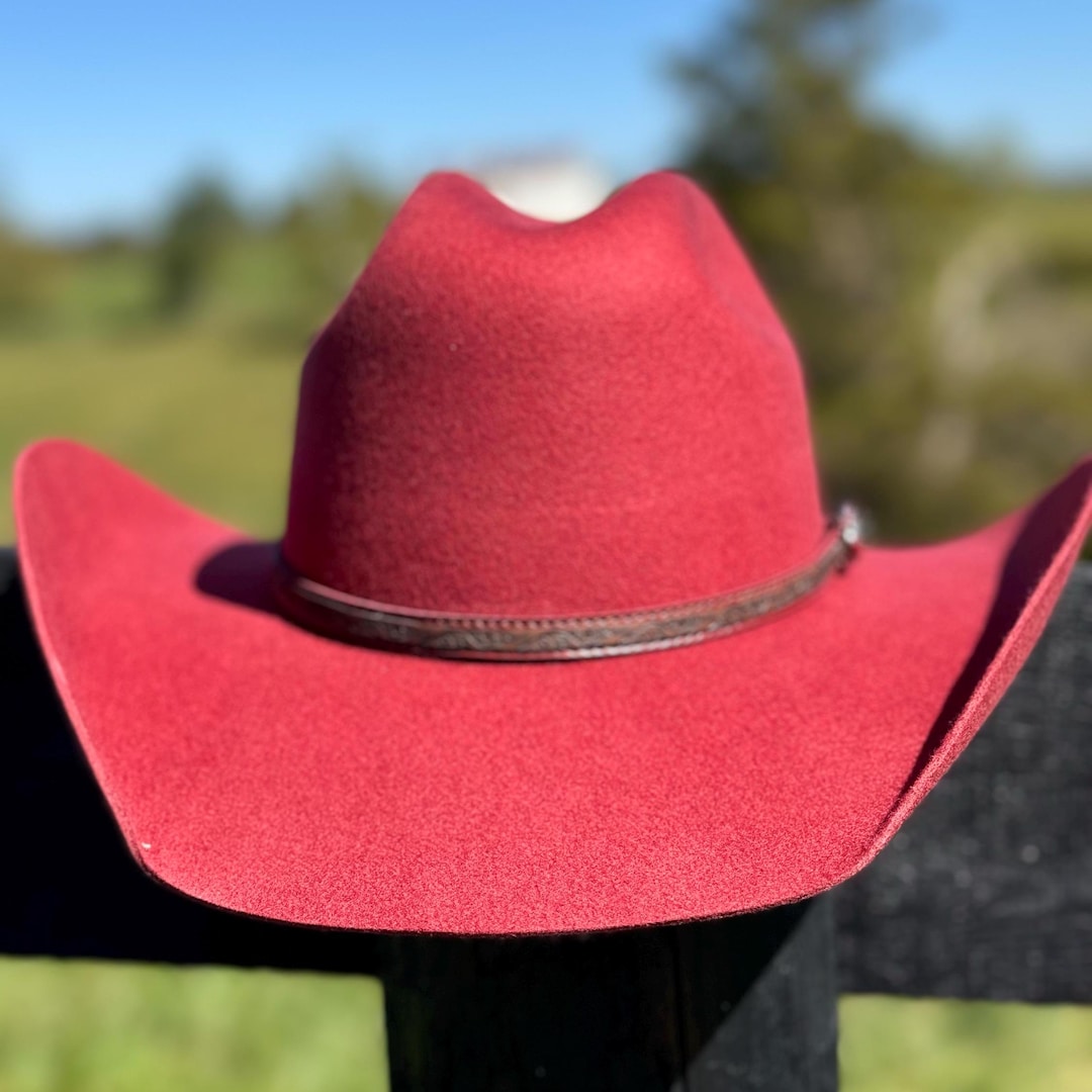Red Wool Cowboy Hat: Western Cattleman Style Cowgirl Hat - Etsy