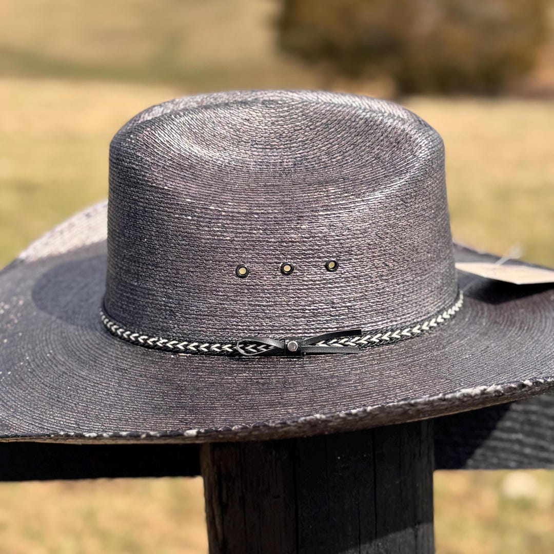 Black Straw Cowboy Hat: Cattleman Style Summer Hat - Etsy