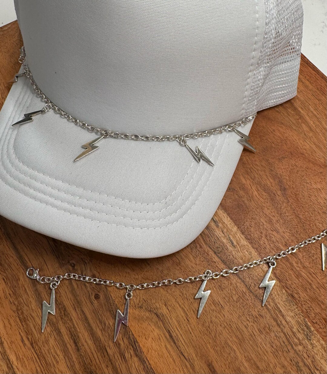 Silver Lightning Bolt Chain Trucker Hat Chain Western Trucker Hat Chain ...