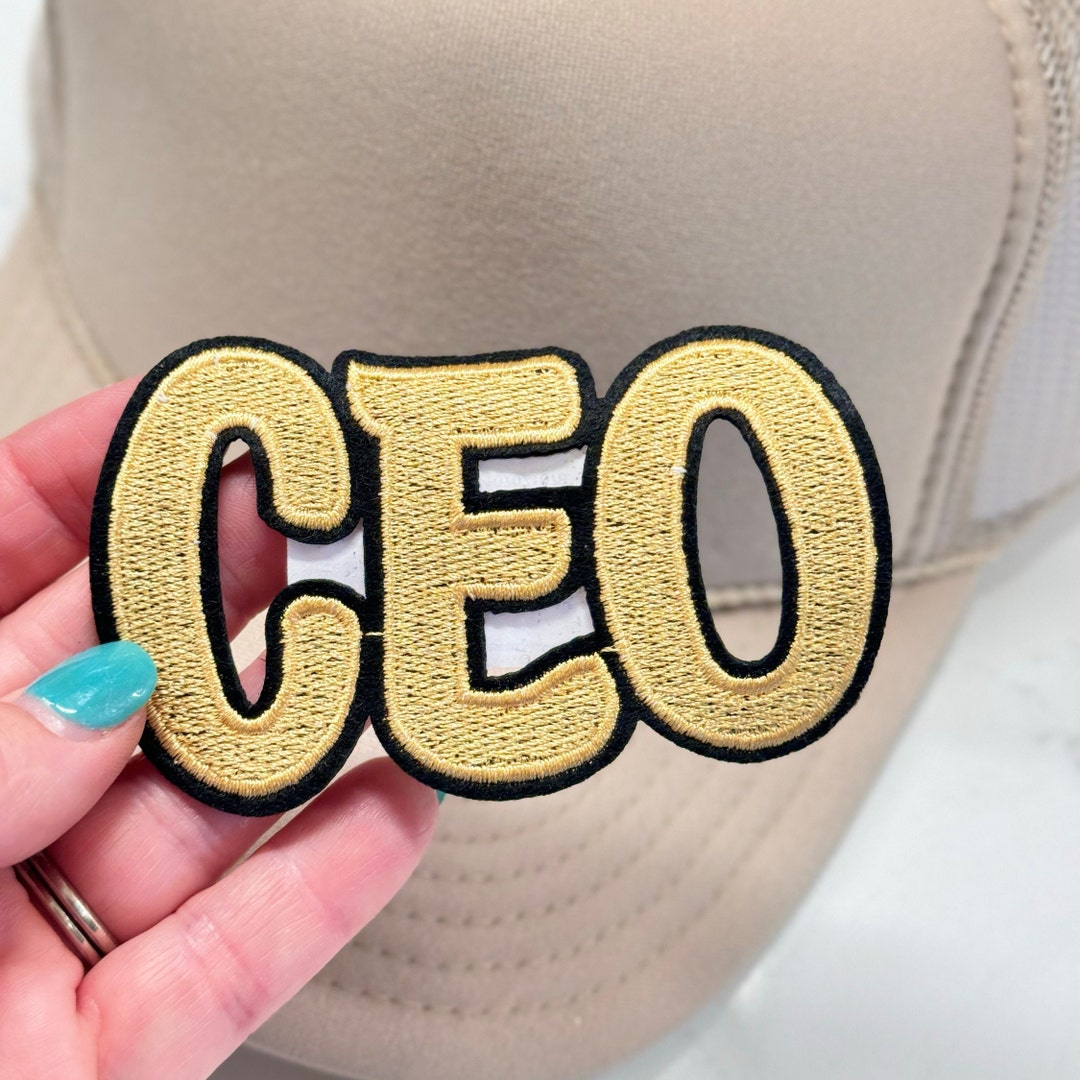 Iron on Gold Sparkly CEO Embroidered Hat Patch, Trucker Hat Patch, DIY Trucker Hat, Black & Gold ...