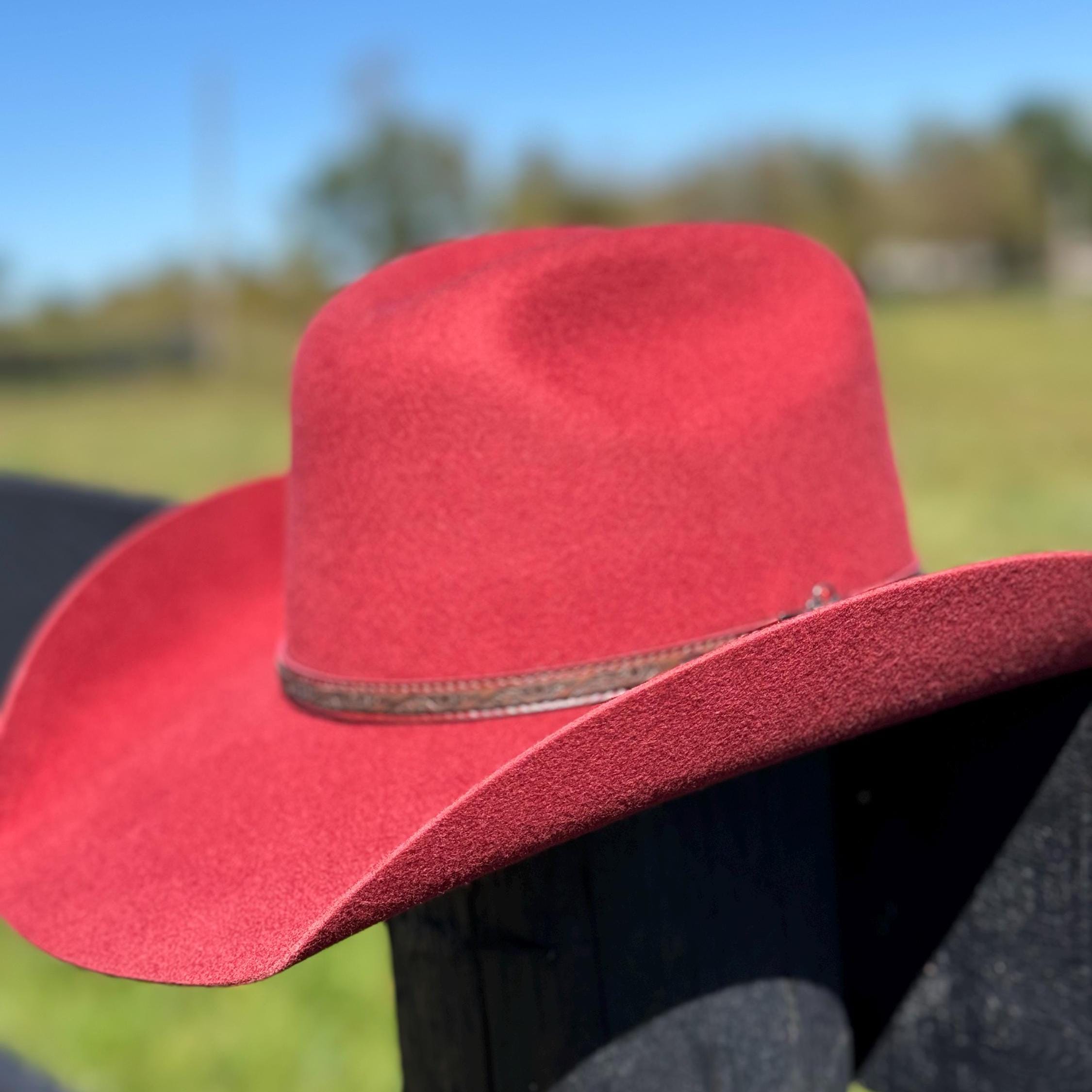 Red Wool Cowboy Hat: Western Cattleman Style Cowgirl Hat - Etsy