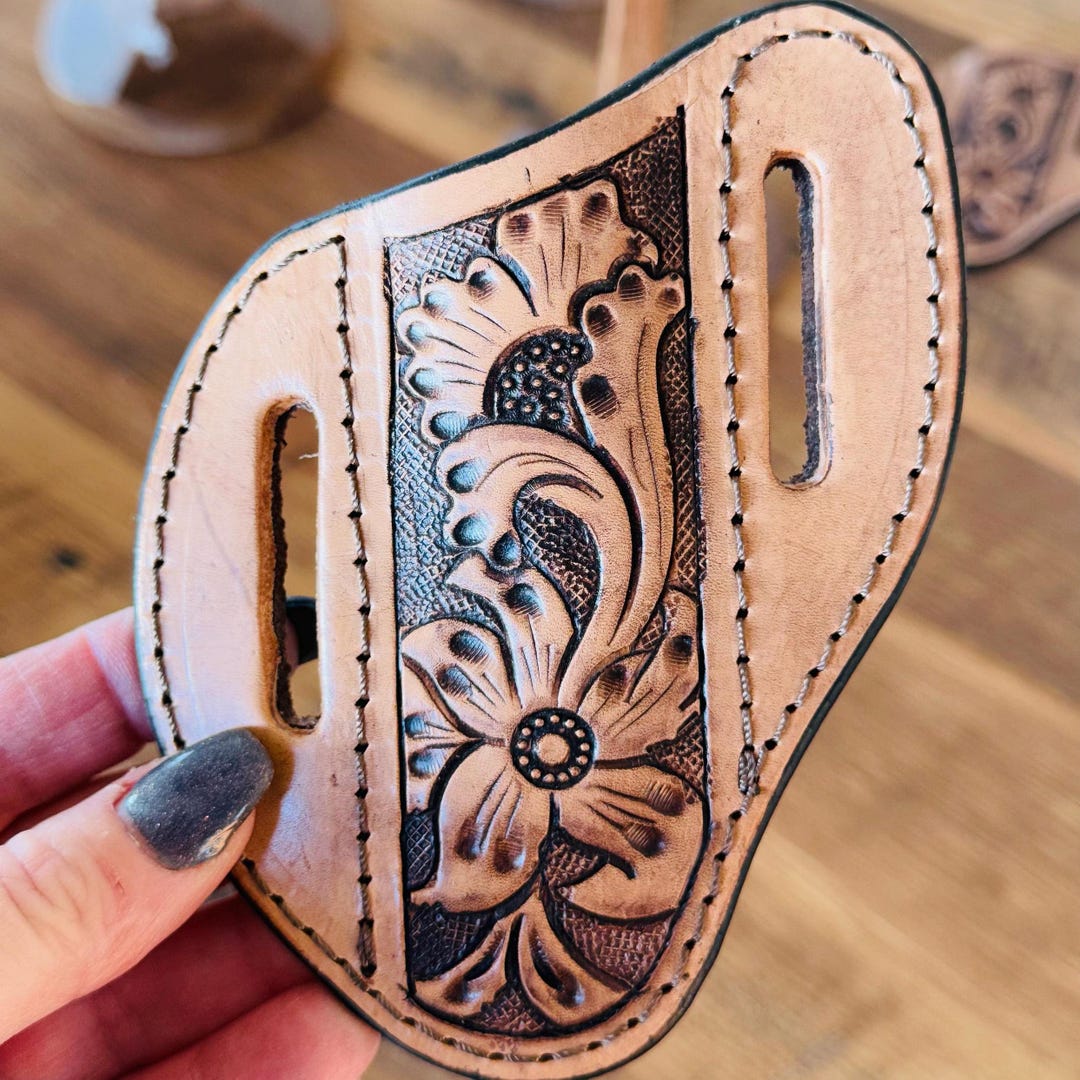 Tooled Leather Knife Sheath for Belt, Western Knife Holder, Belt Knife ...