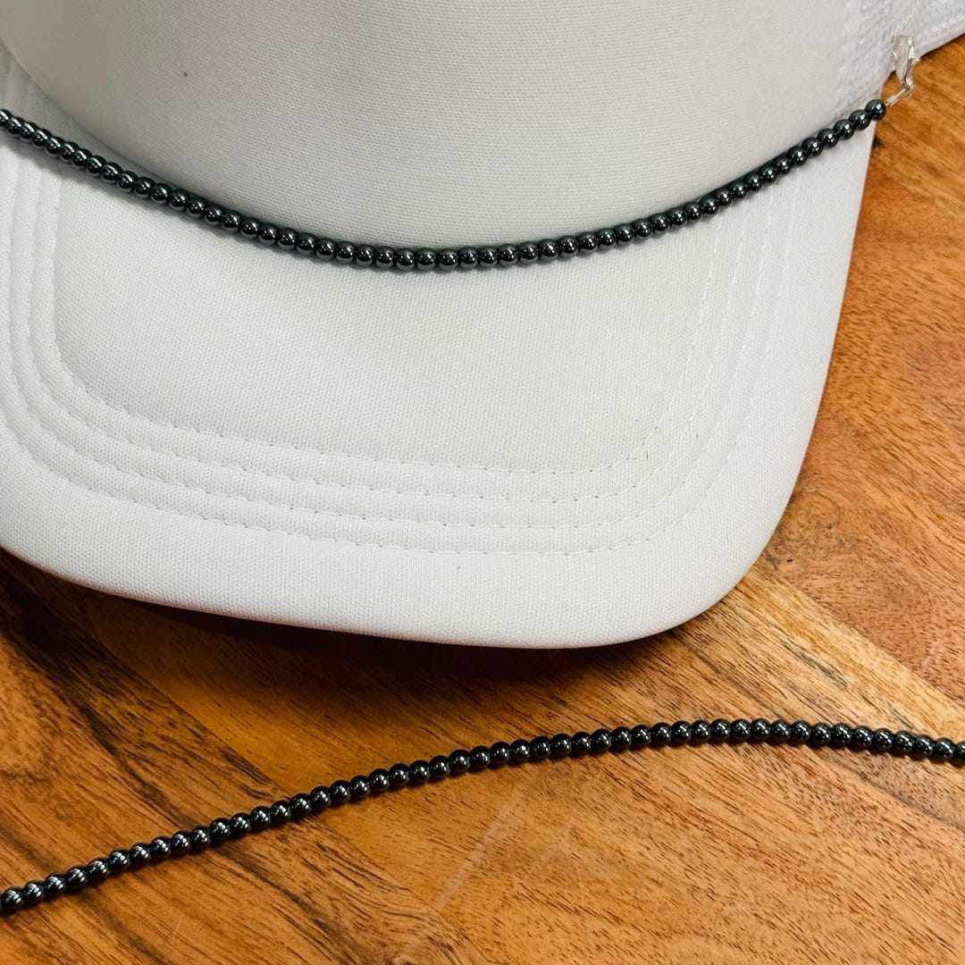 Black Silver Pearl Hat Chain Trucker Hat Chain Western Trucker Hat ...