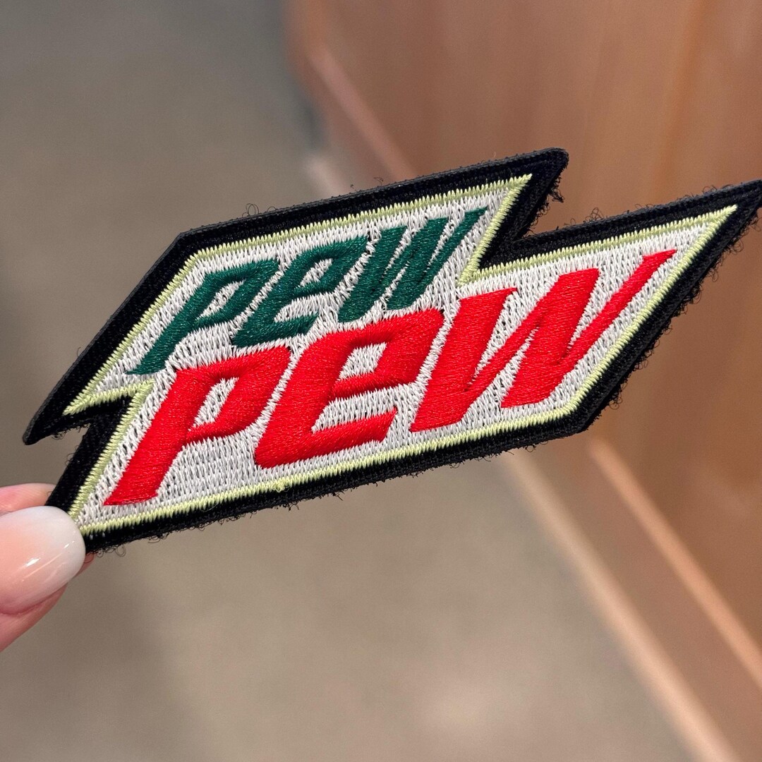 Green Pew Pew Hook & Loop Bag Backpack Stick on Morale Patch ...