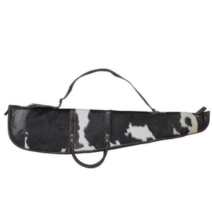 Custom Branded Cowhide Western Shotgun Rifle Padded Case Farm Brand Cow ...