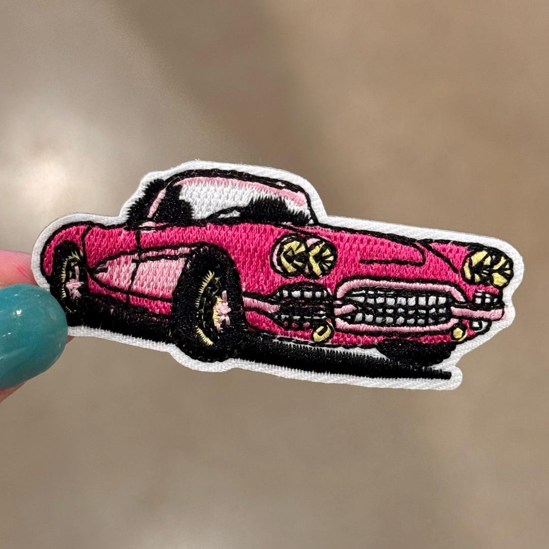 Iron on Pink Corvette Embroidery Hat Patch, Trucker Hat Patch, DIY Trucker Hat Pink Hat Patch ...