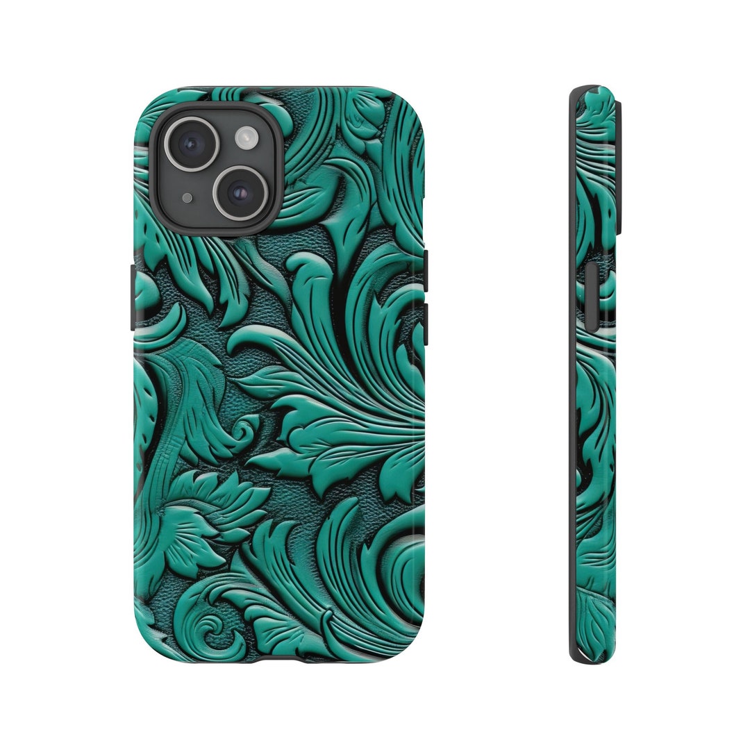Turquoise Tooled Leather Look, Western, Cowgirl, Cowboy, Iphone ...
