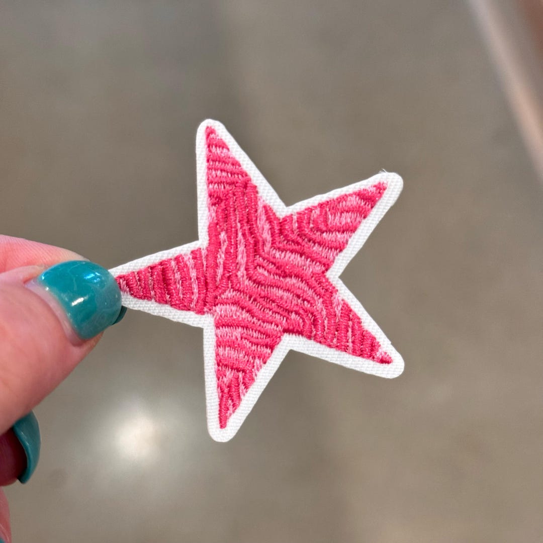 Iron on Pink & White Zebra Star Embroidery Hat Patch, Trucker Hat Patch ...