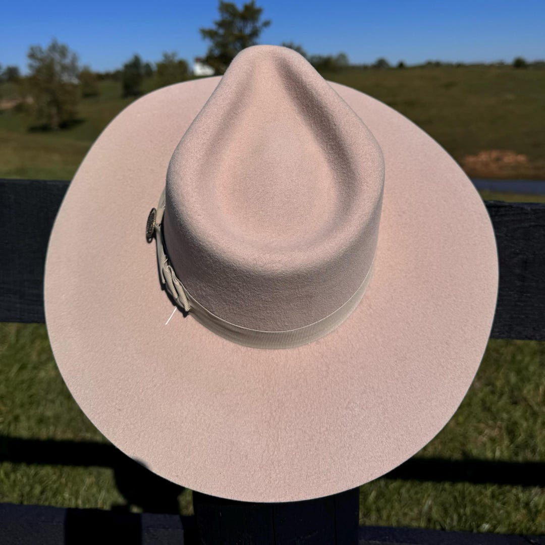 Western Fedora Style Shaped Brim Felt Hat in Buckskin Ivory Silverbelly ...