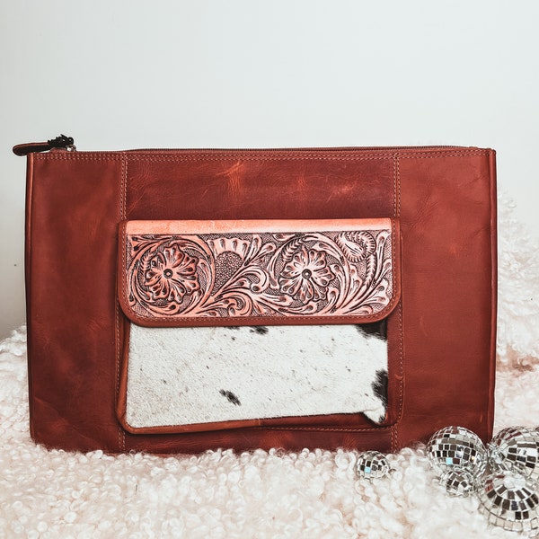 Branded Cowhide Leather Laptop Bag - Etsy