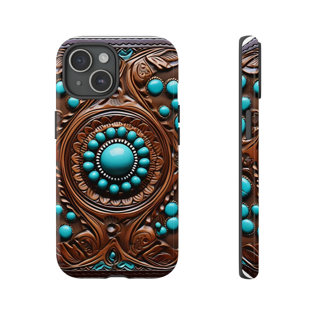 Western Cowgirl, Tooled Leather and Turquoise Look, Tough Phone Cases ...