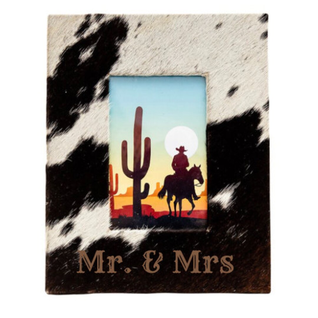 Custom Cowhide Photo Frame Farm Brand Wedding or Christmas Gift - Etsy