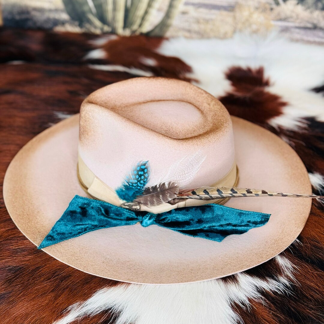 Turquoise Cowgirl Custom Boho Western Hat, Decorated Cowgirl Hat, Bride ...