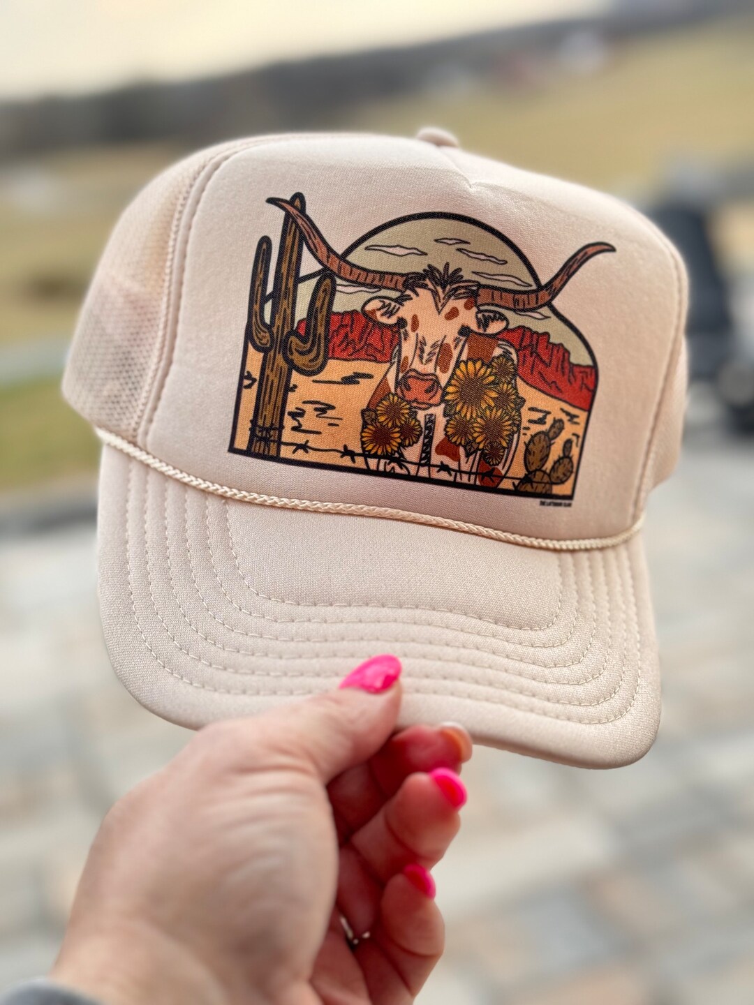 Ivory Cream Tan Longhorn Desert Foam Trucker Hat - Etsy