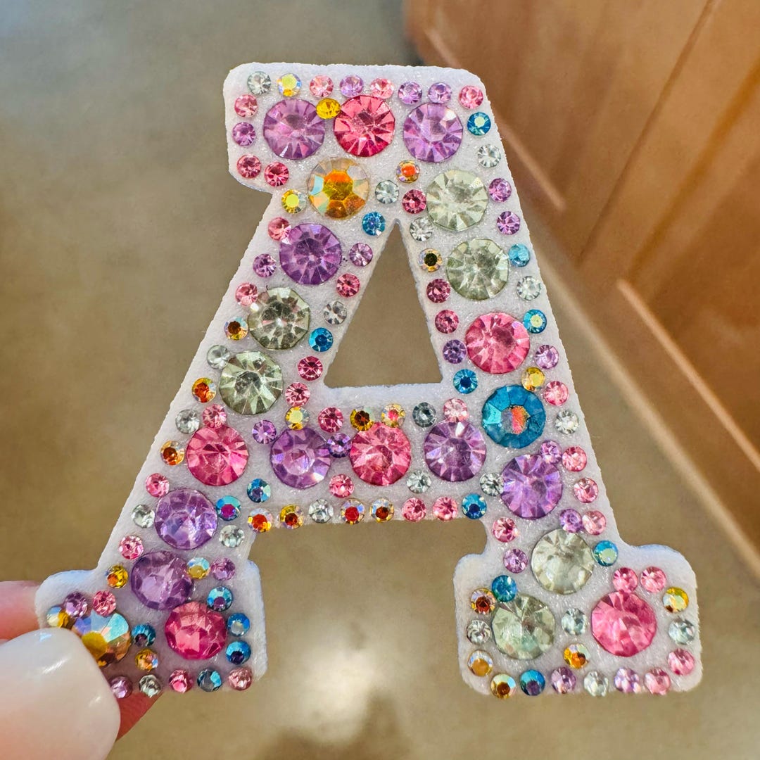 Rhinestone Pastel Color Initials Iron on Patch Trucker Hat Patch DIY ...