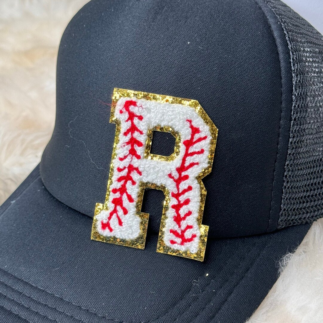 Baseball Chenille Iron on Patch: 3" Gold, White & Red Letter - Etsy