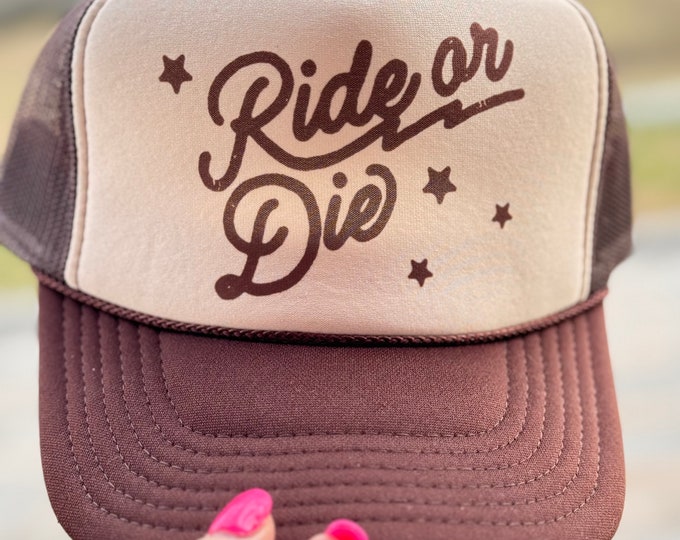 Ride or Die Brown & Tan Foam Trucker Hat - Etsy