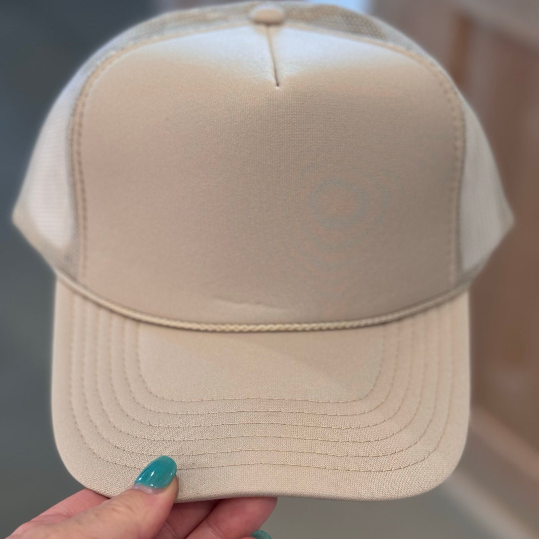 Otto Blank Trucker Hat, DIY Hat for Patches, Tan Trucker Hat, Mesh Back ...