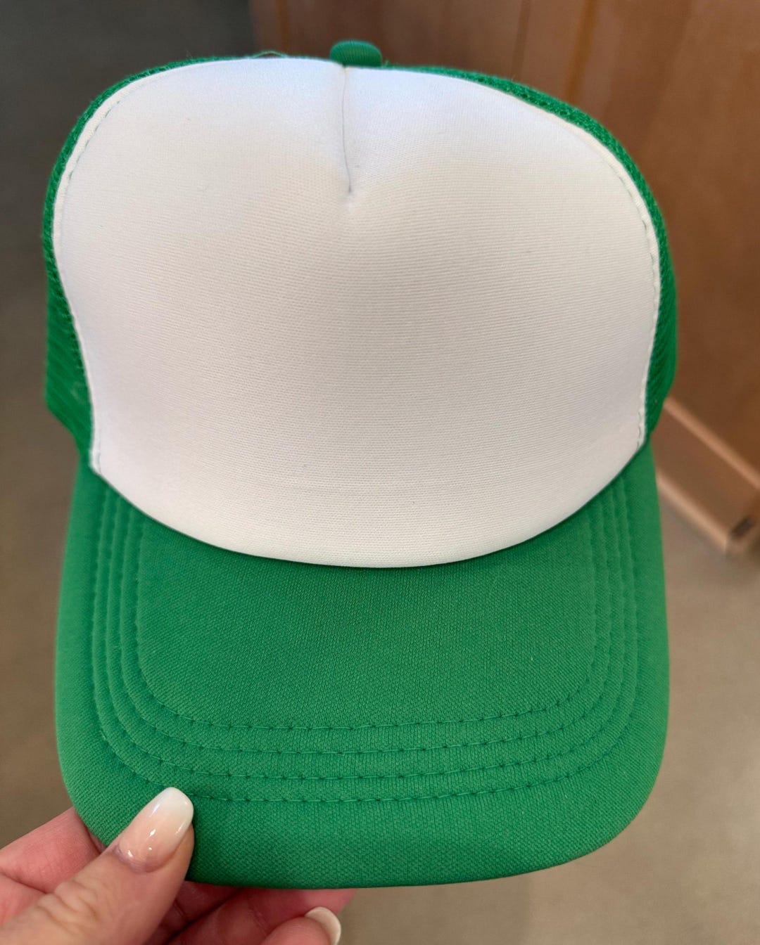 Blank Foam Trucker Hat, DIY Hat for Patches, Green & White Trucker Hat ...