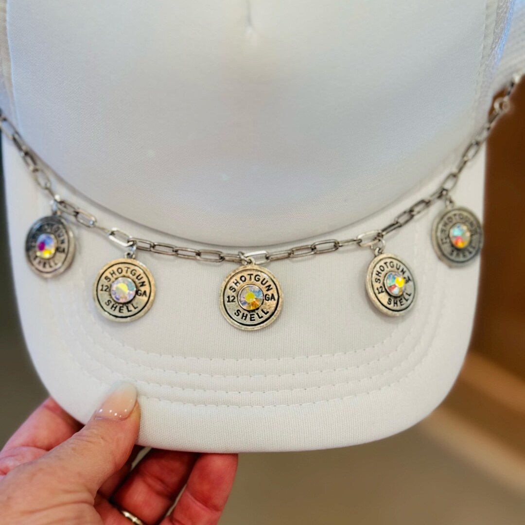 Silver With Rhinestone Shotgun Shell Hat Chain Trucker Hat Chain ...