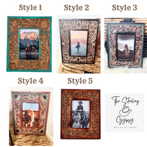 Hand Tooled Leather Photo Frame: Western Cowboy Cowgirl Decor - Etsy
