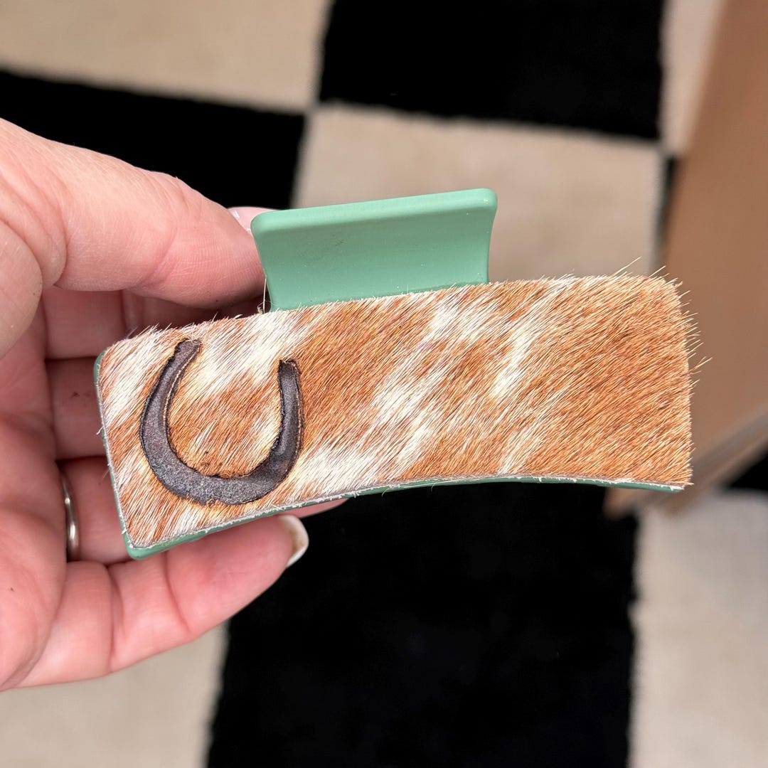 Horseshoe Branded Cowhide Claw Clip, Hair Clip, Hair Claw Clip Custom ...