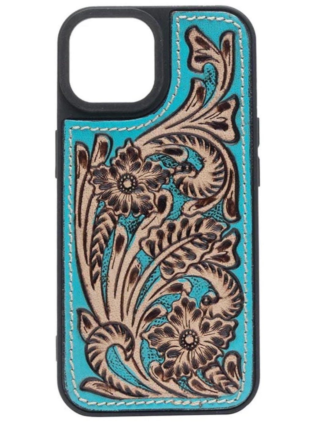 Turquoise Tooled Leather Western iPhone 15 Case - Etsy