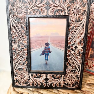 Hand Tooled Leather Photo Frame: Western Cowboy Cowgirl Decor - Etsy