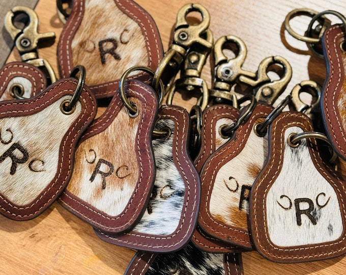 Cowhide Wristlet Keychain - Etsy