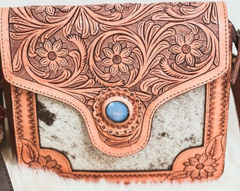 Custom Branded Cowhide Tooled Leather Western Crossbody Shoulder Purse ...