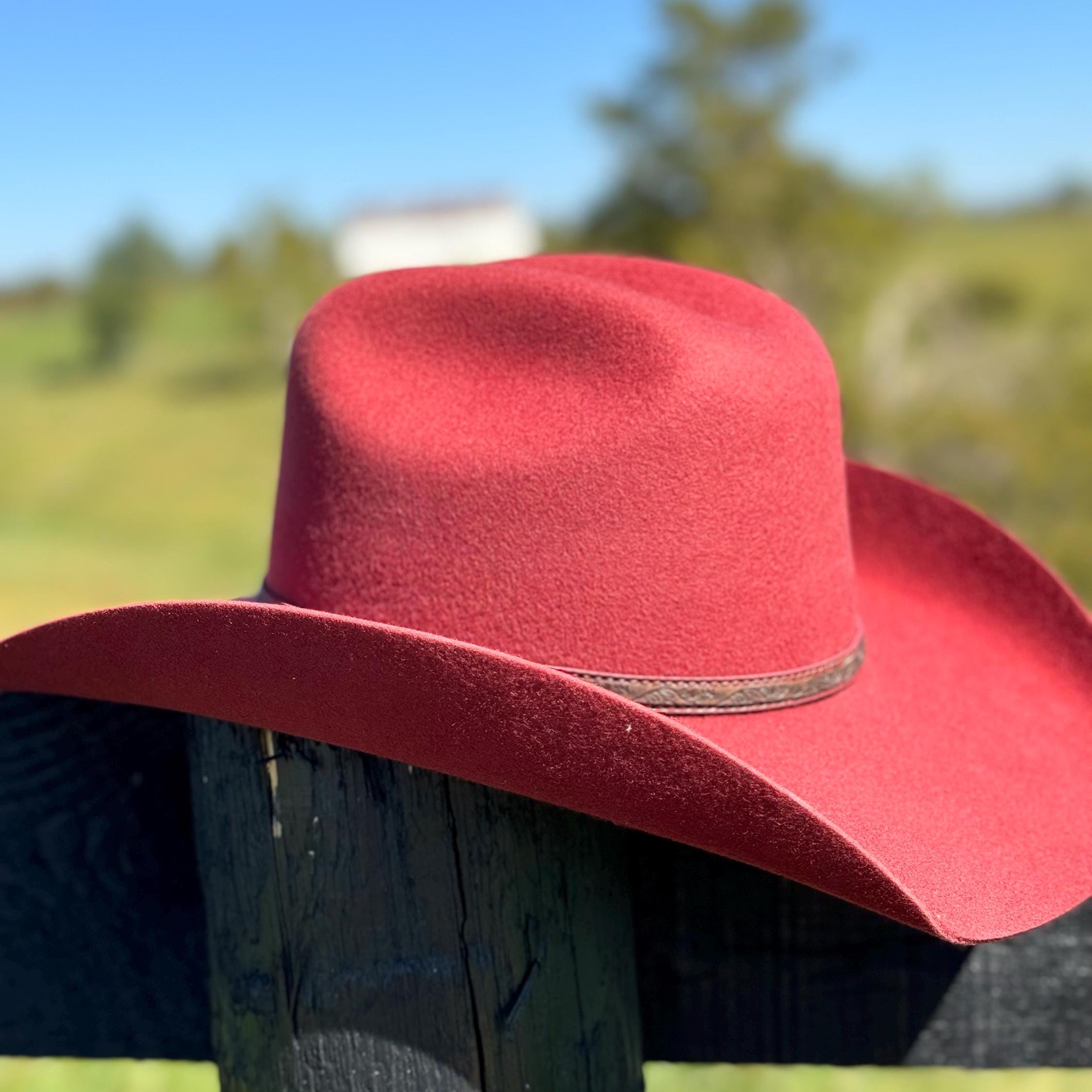 Red Wool Cowboy Hat: Western Cattleman Style Cowgirl Hat - Etsy